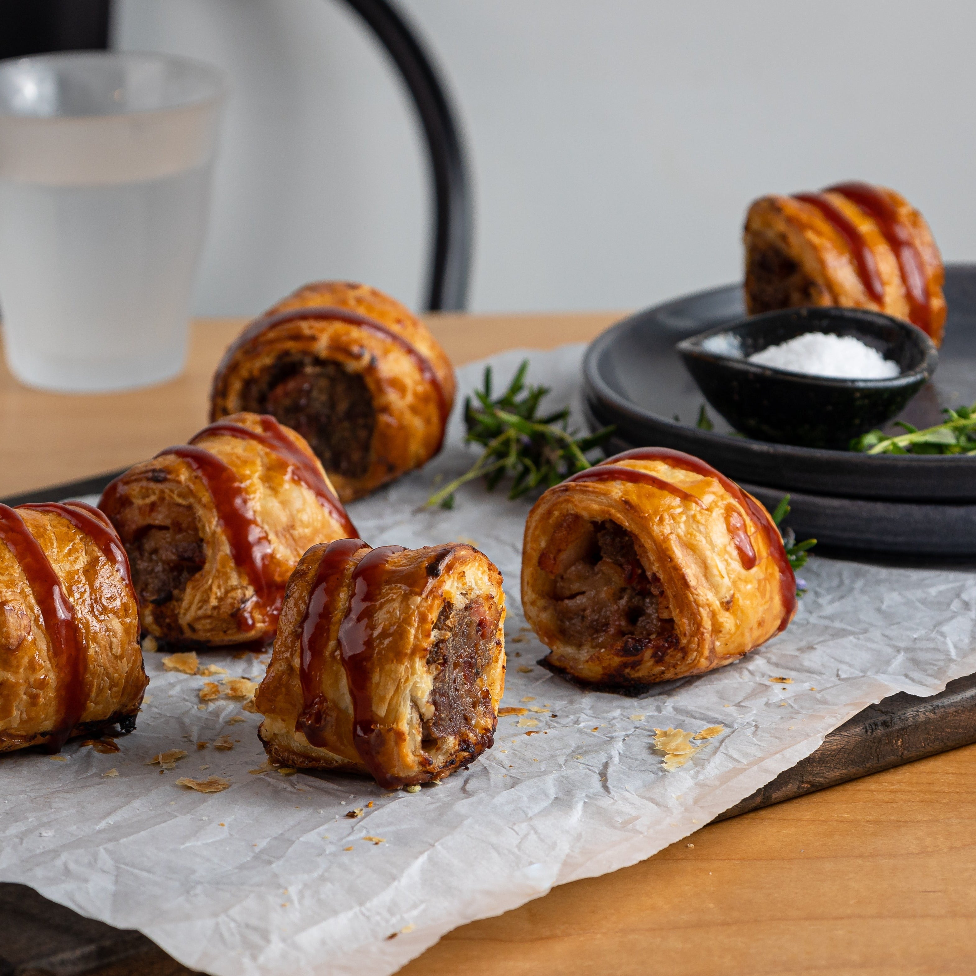 Beef, Bacon and BBQ Sausage Rolls – Ashby Pies